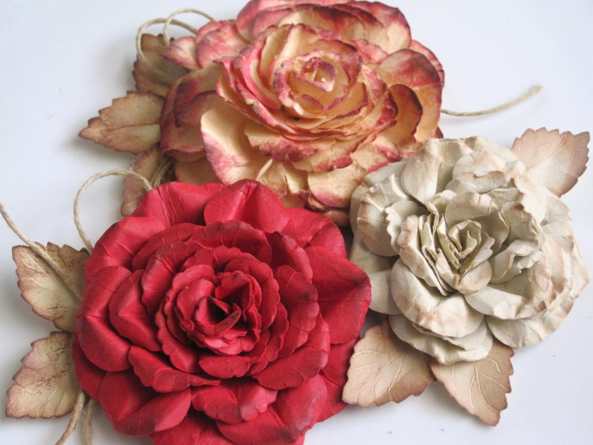 Shabby Chic Paper Rose Set on Luulla